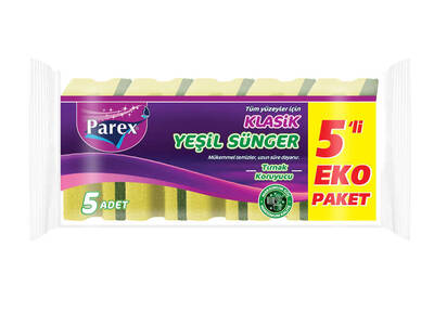 Parex sunger yesıl oluklu 5 lı Temizlik Bez, Sünger PAREX