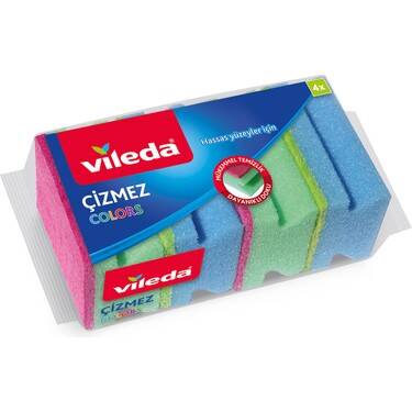 Vıleda sunger cızmez oluklu 4 lu Temizlik Bez, Sünger VİLEDA